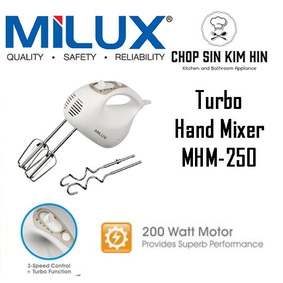Milux Turbo Hand Mixer 200 Watt - MHM-250 READY STOCK | Shopee Malaysia