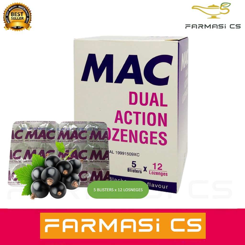 Mac Dual Action Lozenges 5 Blisters x 12 Lozenges ( 1 BOX ) EXP: 01/ ...