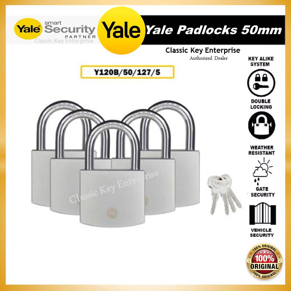 Yale Padlock 50mm Satin Chrome Boron Shackle Y120B/50/127/5 | Shopee ...