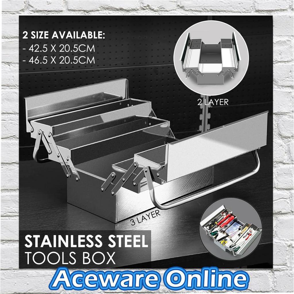 2 Layer 3 Layer Stainless Steel Toolbox Set Folding Household Storage ...