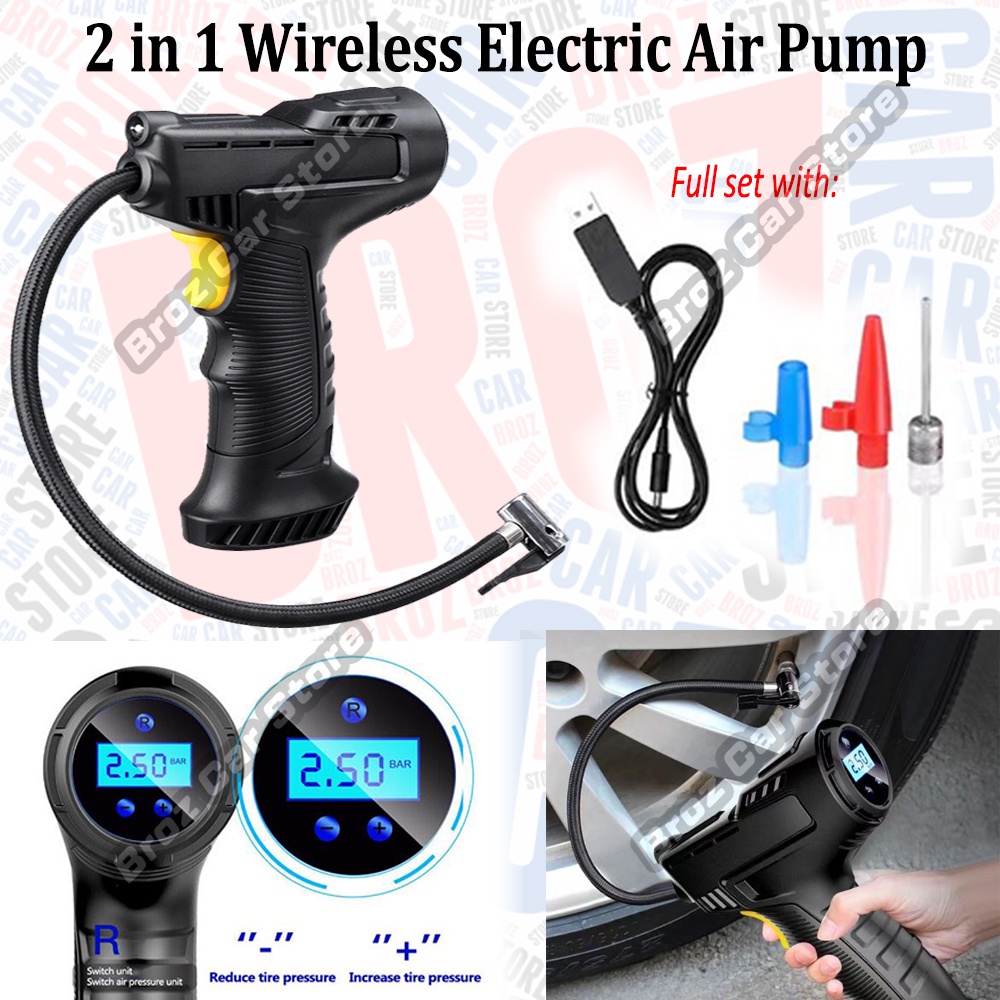 2 in 1 Electric Air Pump Tyre Car Inflator Portable Pump FAST INFLATE ...