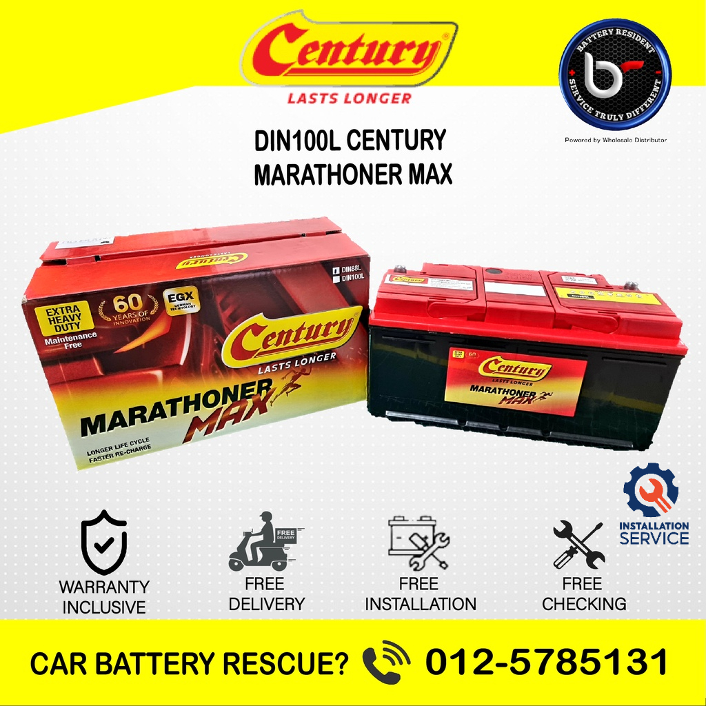 [ Installation Provided ] DIN100L | LN5 | Century Marathoner MAX ] DIN100 | Car Battery Bateri ...
