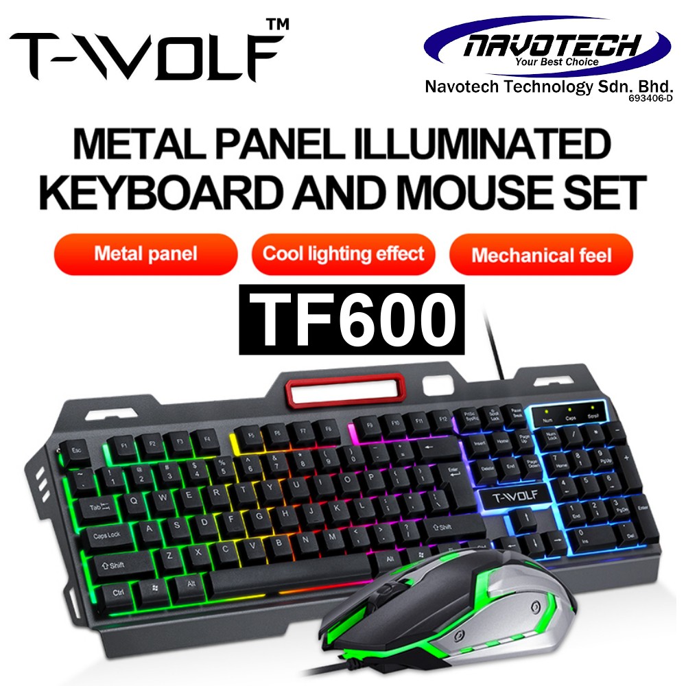 T-WOLF TF600 METAL GAMING KEYBOARD MOUSE SET | Shopee Malaysia