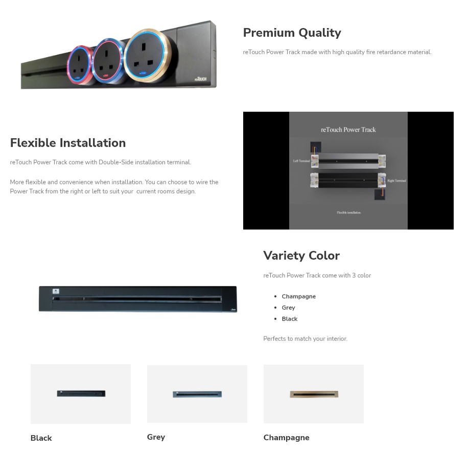 [SIRIM] Retouch Power Track Socket Switch 32A Power Line Long Flat Pin ...