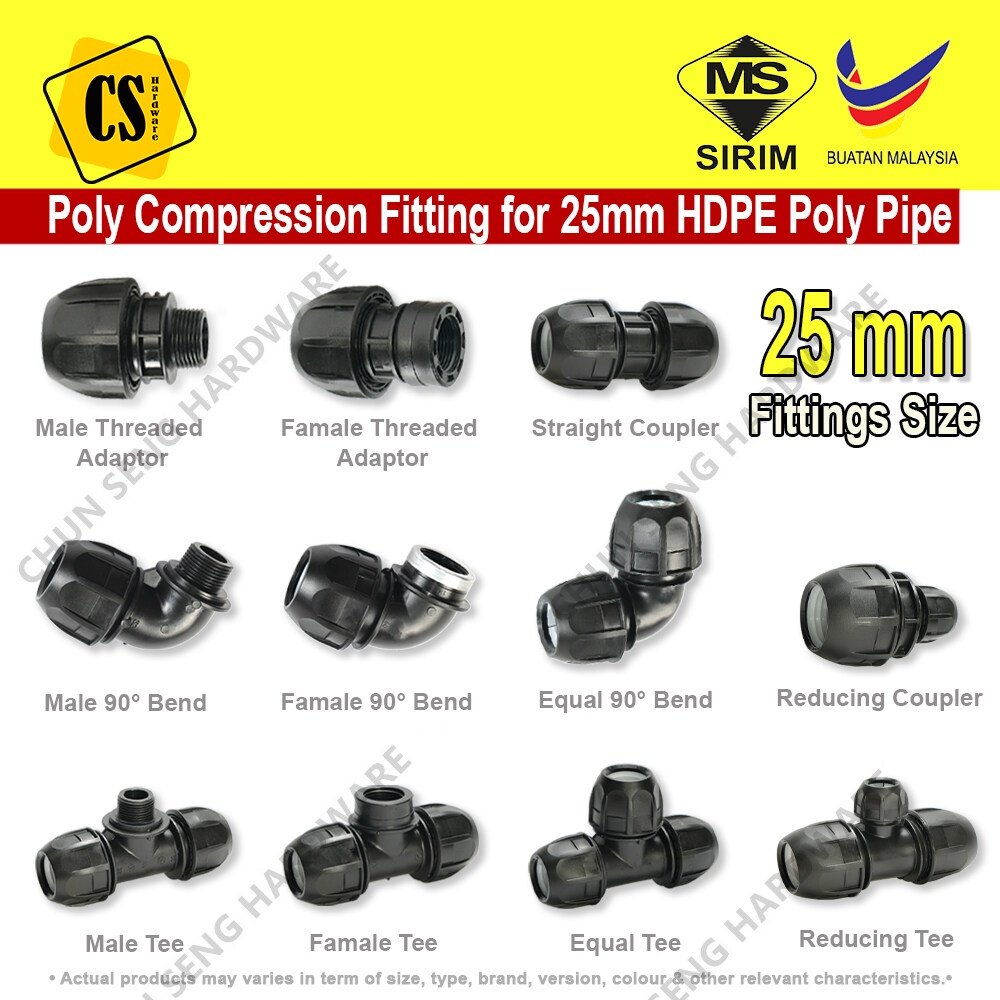 25mm HDPE Poly Pipe Fitting Socket Elbow Bend Tee Valve Socket PT ...
