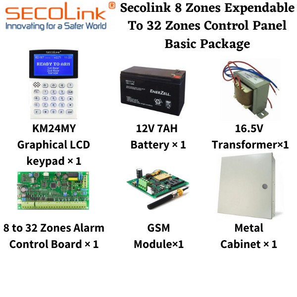SECOLINK PAS832M-24MY-NP 8 Zones Expendable To 32 Zones Burglar Alarm ...
