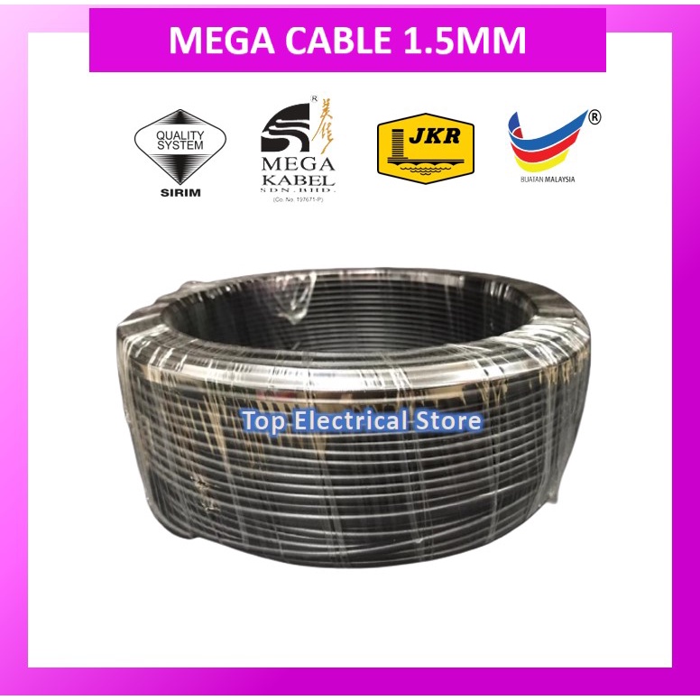 MEGA CABLE 1.5MM (PER METER) KABEL INSULATED 100% PURE COPPER CABLE ...