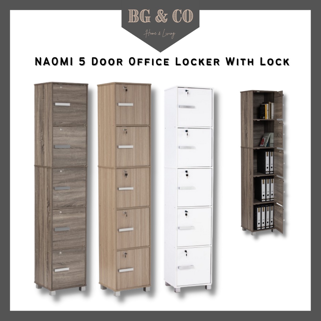 NAOMI 5 Door Office Cabinet With Lock File Cabinet Locker Cabinet Book ...