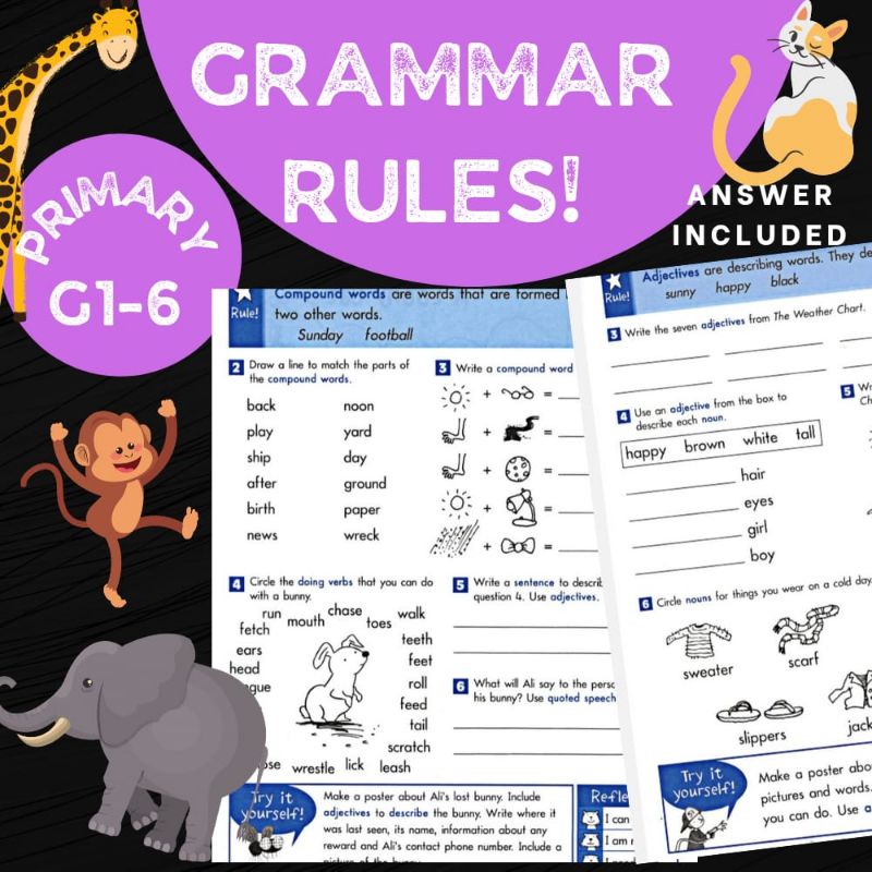 E52 Primary English Grammar Rules I Grade 1 to 6 I KS1 KS2 Exercise ...