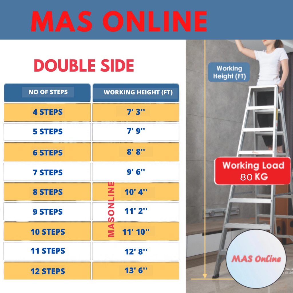 DS12 Aluminium Double Sided Ladder 12 Steps Everlas Strongman Astar ...