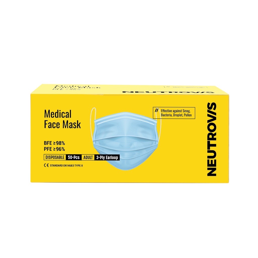 Neutrovis Medical 3 Ply Face Mask 50s (Light Blue) | Shopee Malaysia