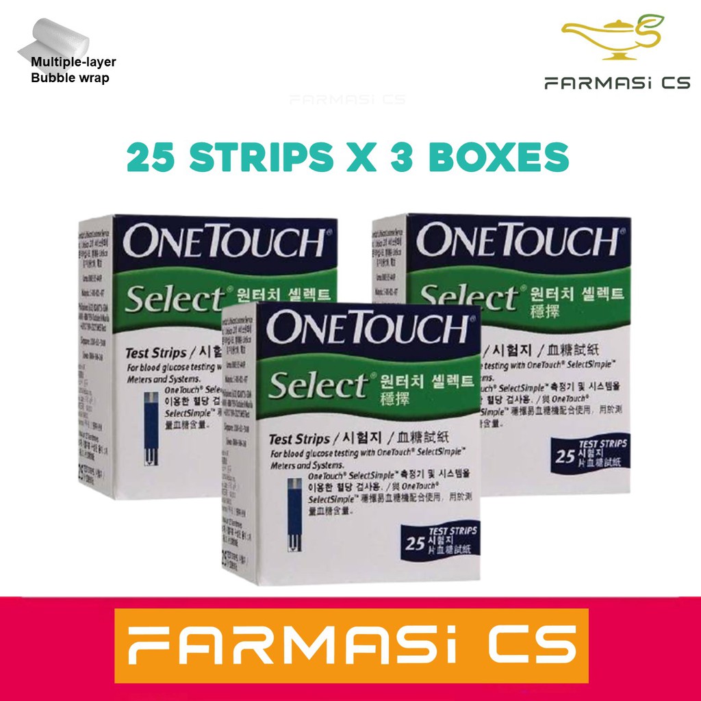 Onetouch Select Test Strip 25 strips x 3 boxes (TRIPLE) EXP:05/2026 ...