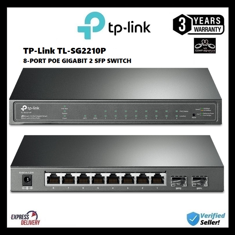 TP-Link TL-SG2210P 8-PORT POE GIGABIT 2 SFP SWITCH | Shopee Malaysia