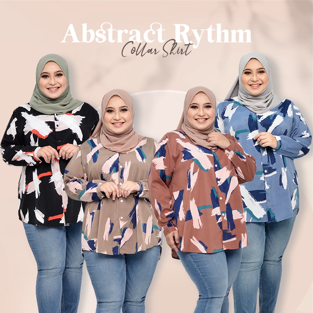 [VIEW] XL-4XL PLUS SIZE MUSLIMAH ABSTRACT RYTHM COLLAR SHIRT 21002A ...