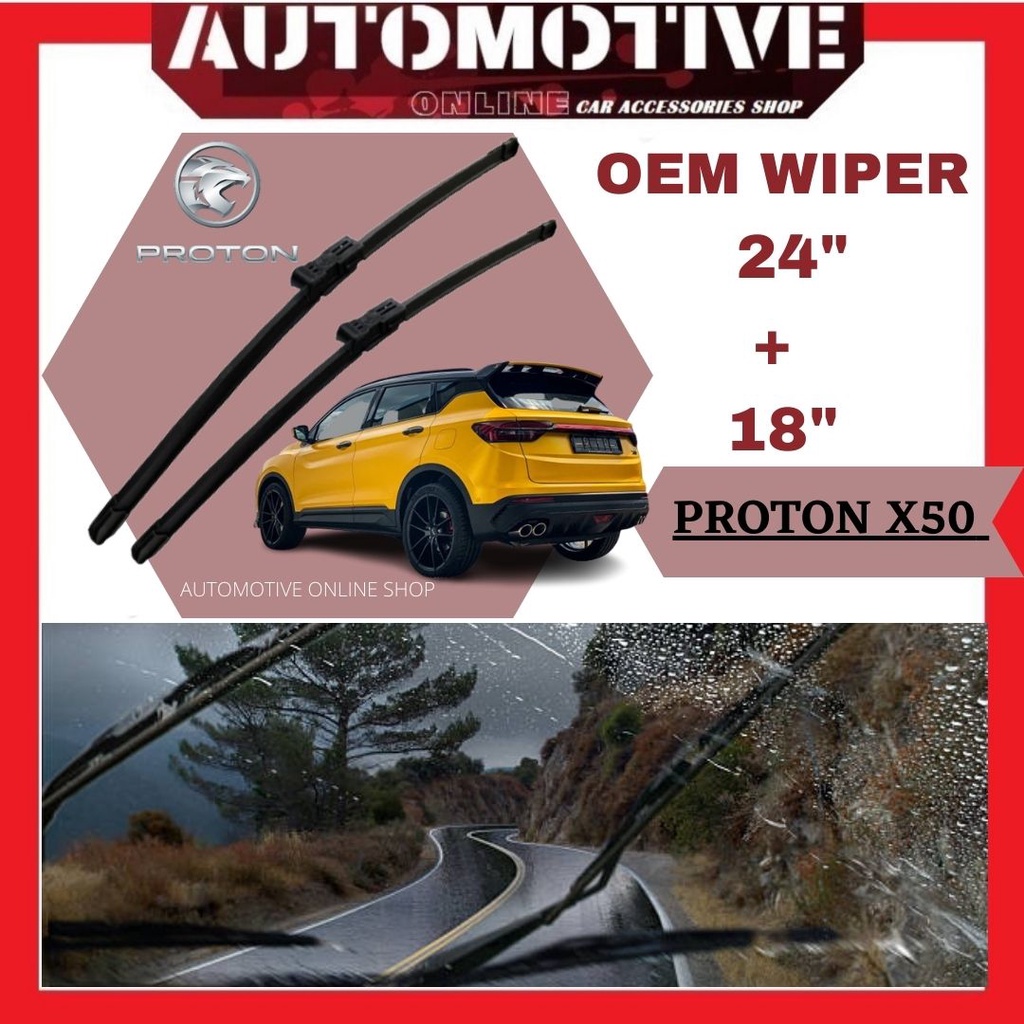 PROTON X50 OEM WIPER BLADE HIGH QUALITY 1 SET (24 INCH + 18 INCH ...