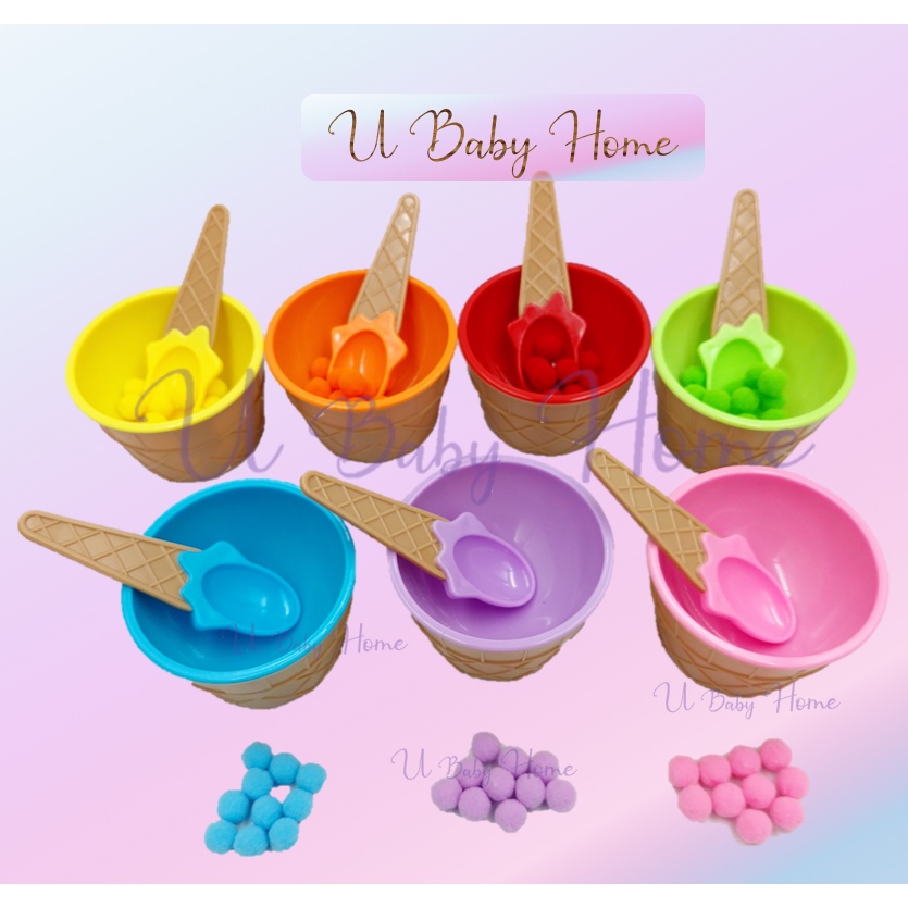 Colourful Counting Sorting Matching Bowl Pom Pom Ball Montessori Fine ...