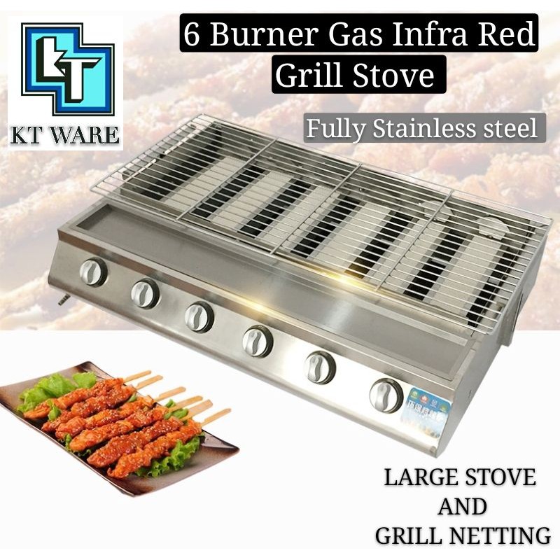 1.KT WARE Stainless Steel Commercial Gas BBQ Grill Stove (6 Burner ...