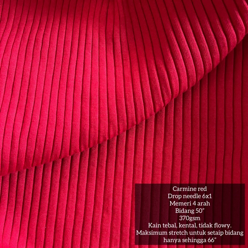 Kain knit Drop Needle fabric cotton/ Big Rib fabric knit white putih ...