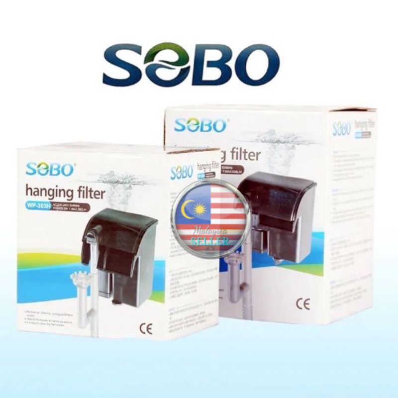 🇲🇾 Sobo Aquarium Hanging Filter WP-303H WP-606H Fish Tank Hang Clip On Back HOB Waterfall Pump ...