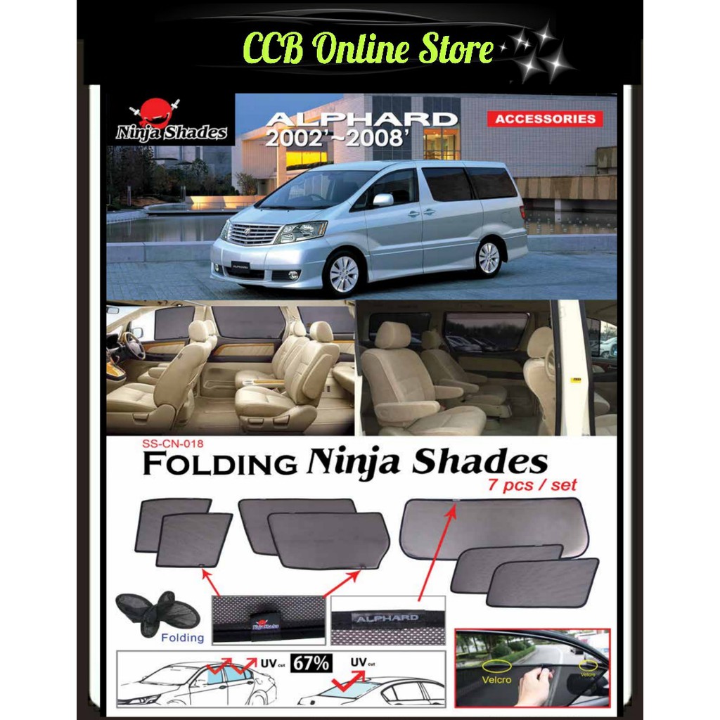 Toyota Alphard 2002 - 2008 Magnetic Ninja Shades Sunshade (7pcs) Ninja ...