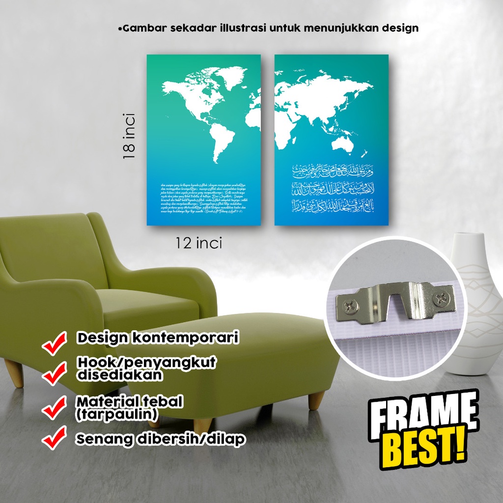 Frame Peta Dunia + Ayat Seribu Dinar | Shopee Malaysia