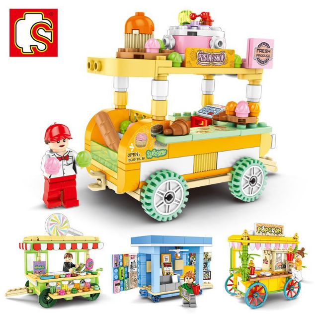 SEMBO BLOCK MOBILE FOOD STAND/VENDOR BUILDING BLOCK SET 601109-601112 ...