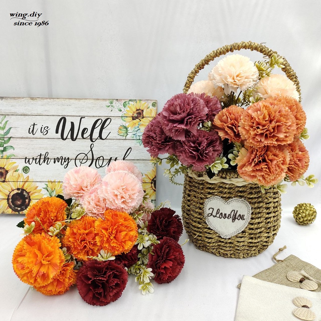 [READY STOCK] ARTIFICIAL 5 HEADS CARNATION FLOWER BUSH FOR DECORATION ...