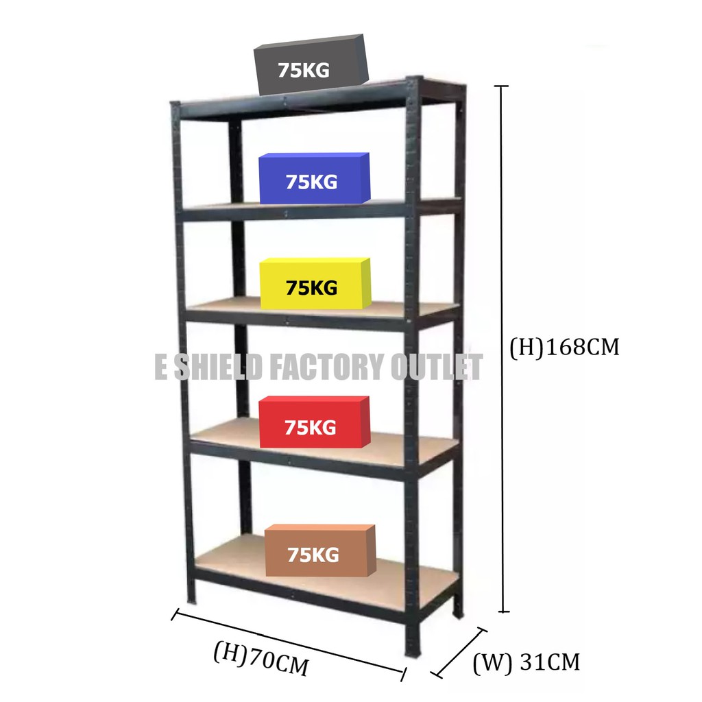 5 Tier Multipurpose Heavy Duty Metal Rack and Shelf (Loading Weight ...