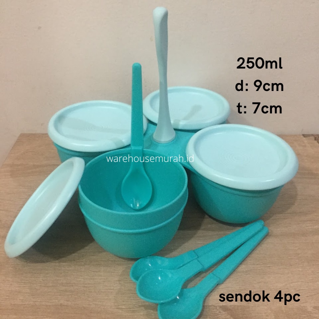 Condiment turquoise blue jam holder 250ml (can hang on spoon 4pcs ...