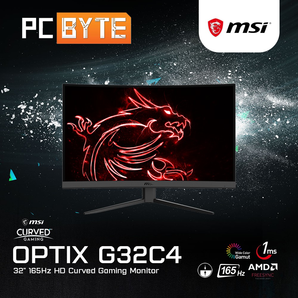 MSI Optix G32C4 1920x1080p VA 1ms 165Hz FHD FreeSync Curved Gaming ...