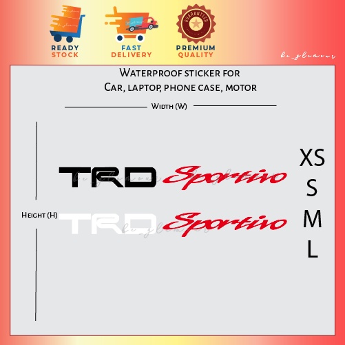 [2pcs] TRD Sportivo car Sticker Reflective toyota racing vios fortuner ...