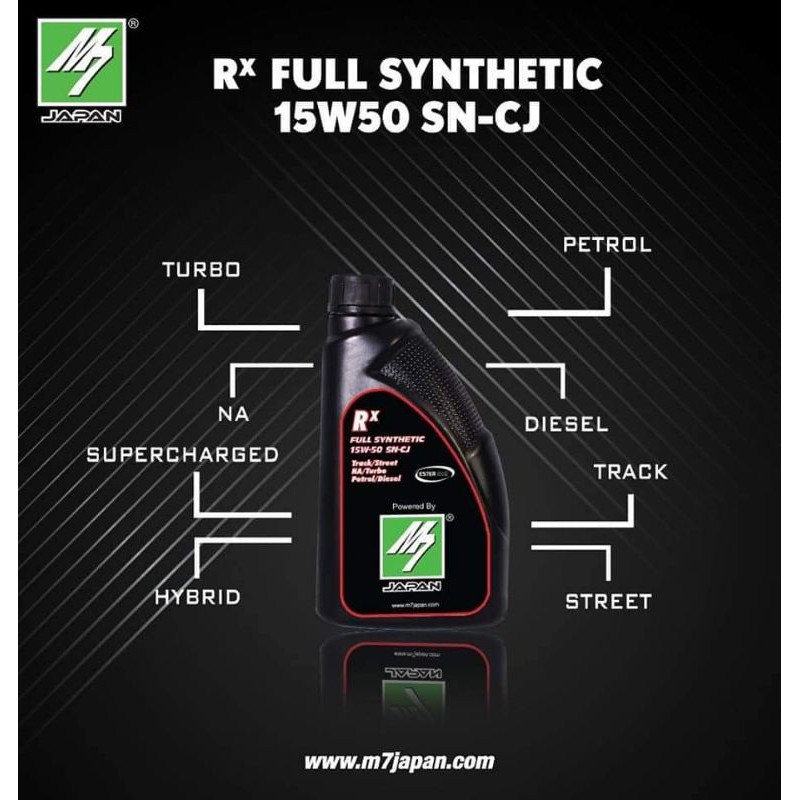 100% ORIGINAL M7 JAPAN OILS RX FULL SYNTHETIC 15W-50 SN CJ (1 LITER ...