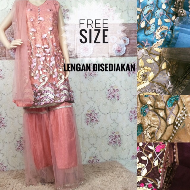 JAMAWAR SHARARA SALWAR KAMEEZ SONGKET BAJU PUNJABI SUIT READY MADE ...