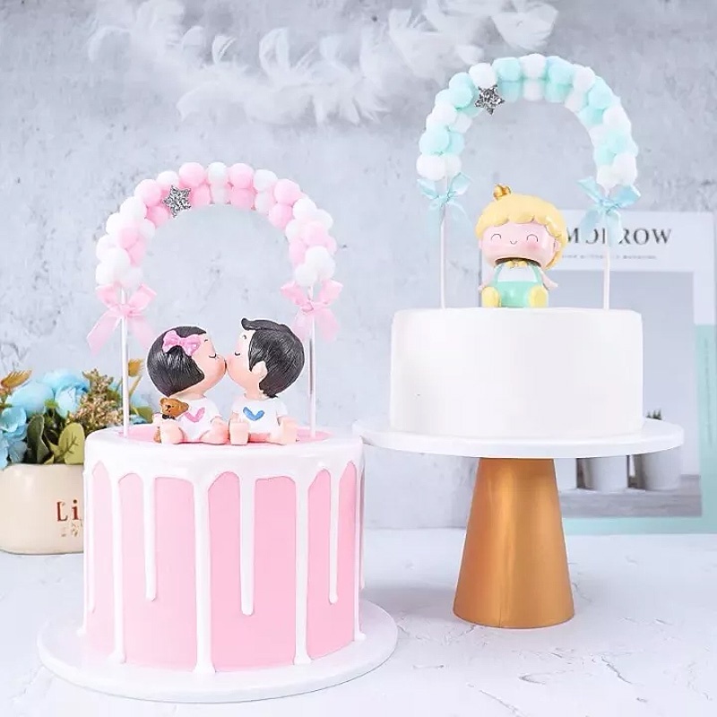 Cotton Ball Rainbow Curve Bridge Cake Topper Modern Baking Party ...