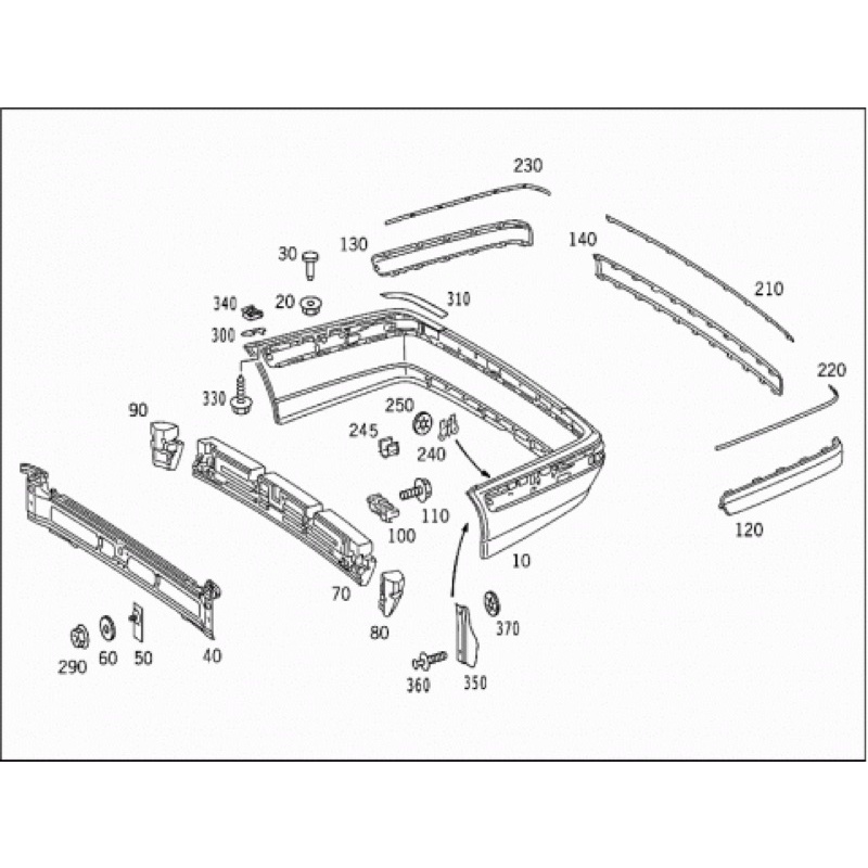 W210 REAR BUMPER （1999-2002y）facelift model | Shopee Malaysia