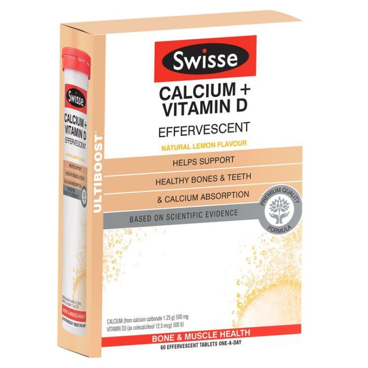 Swisse Ultiboost Calcium + VItamin D Effervescent 60 Tablets | Shopee ...