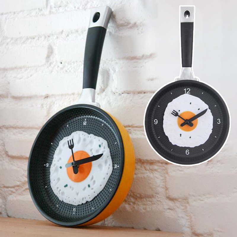 Creative Pan With Fried Egg Shape Wall Clock Kitchen Clock God Pan ...