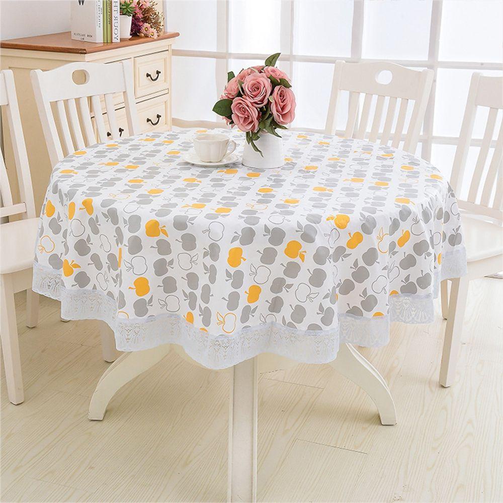 PEWANY Table Cloth Flower Style Pastoral Wipeable Waterproof Round ...