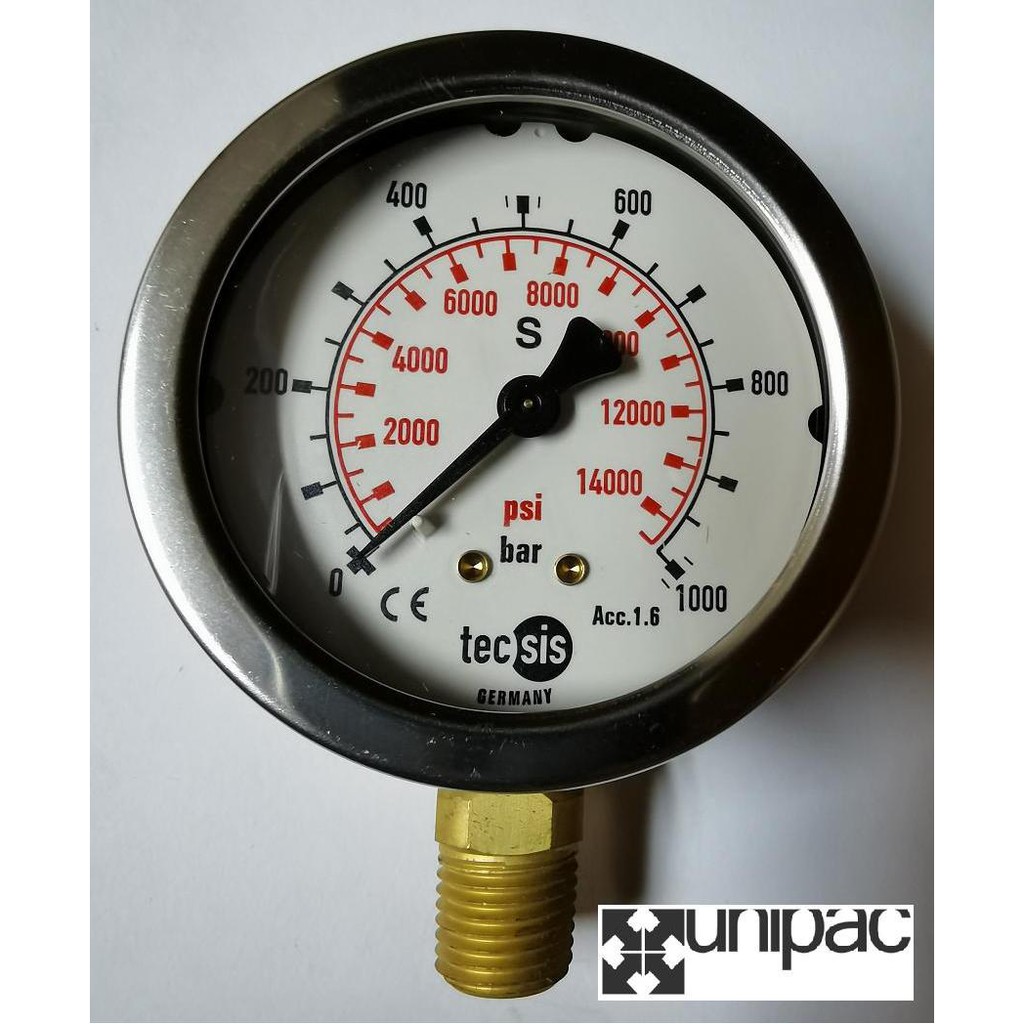 Pressure Gauge Tecsis Half Stainless Steel Pressure Gauge With Glycerine Filling (1/4" NPT ...