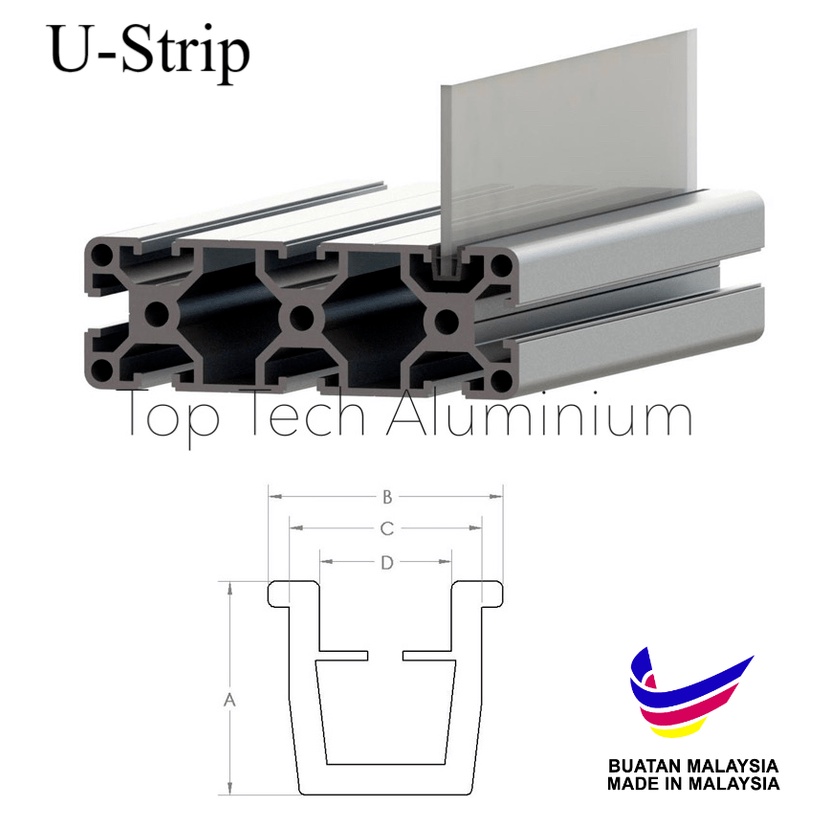 [Ready Stock]U-Strip Slot Cover PVC Extrude Black Color 1m per piece ...