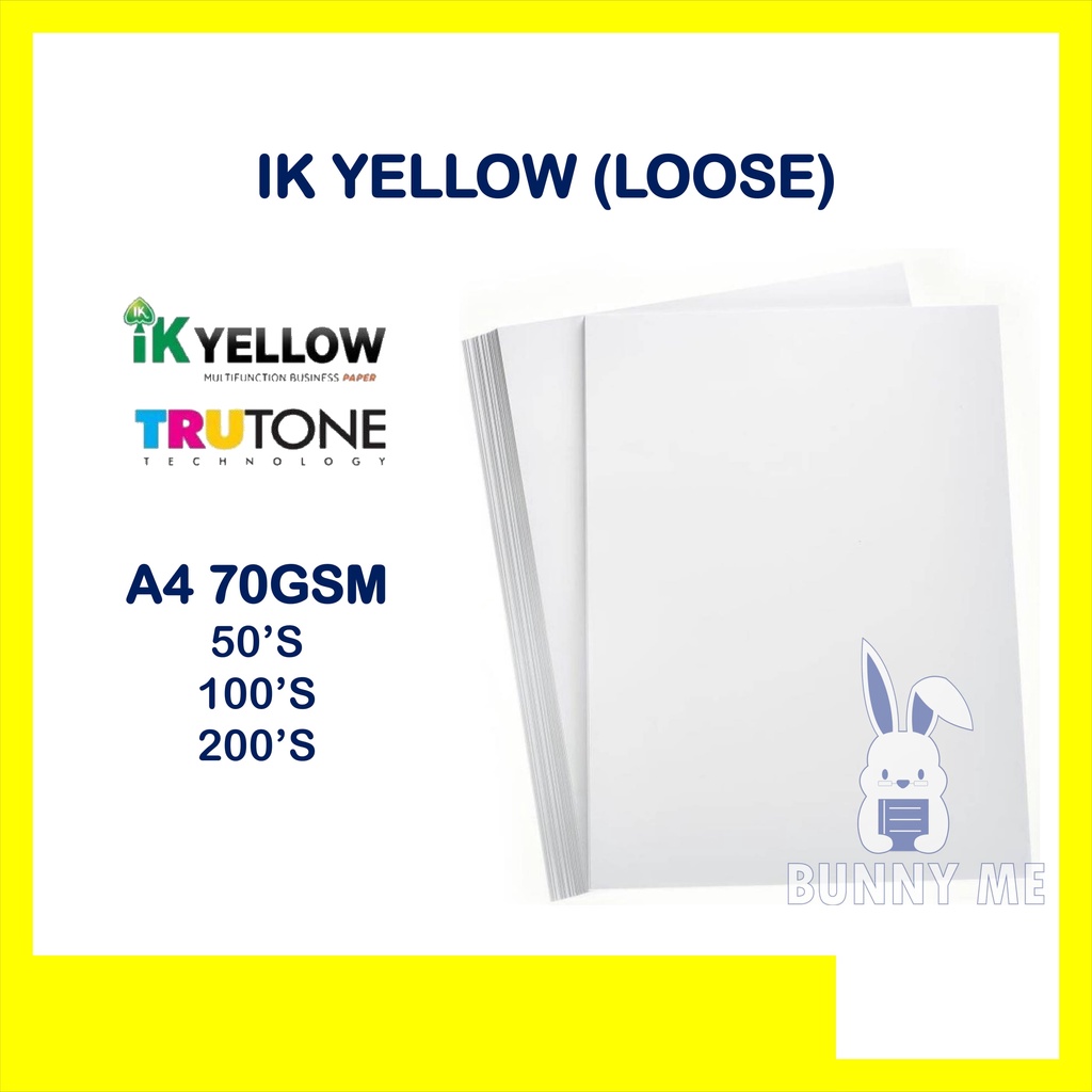 A4 PAPER 70GSM (IK YELLOW) 50 SHEETS/100 SHEETS/ 200 SHEETS | Shopee Malaysia