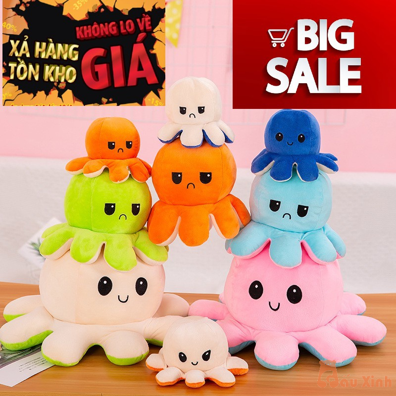 (GIFT) Fluffy Double-Sided Emotional Octopus Teddy Bear (No color ...