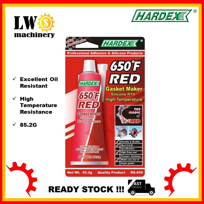 HARDEX RED RTV GASKET MAKER HIGH TEMP. SILICONE GLUE – 85.2G RS-650 ...