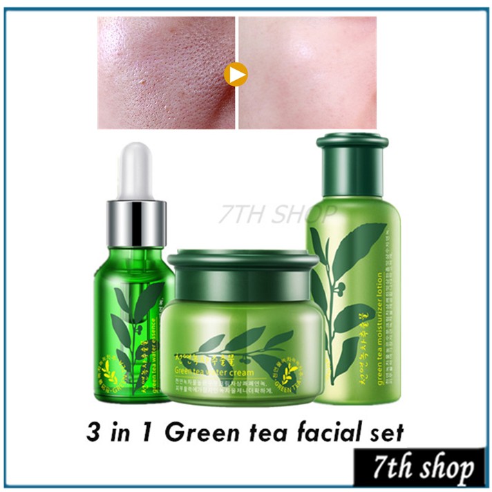 [3 in 1] Balancing & Oil Control Green tea Skincare set (essence ...