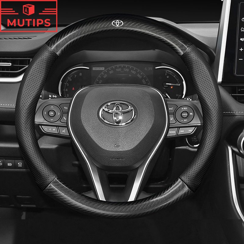 Toyota Car Carbon Fiber Leather Steering Wheel Cover For Avanza Rush ...