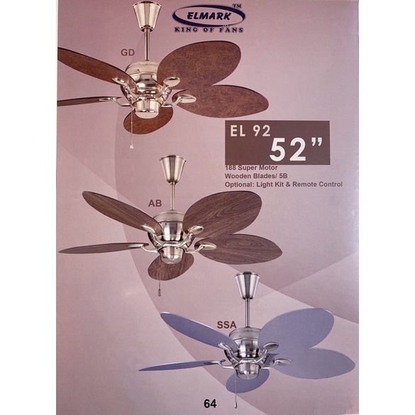 Elmark El92 52” ceiling fan gold colour kipas ceiling antique fan Kipas ...