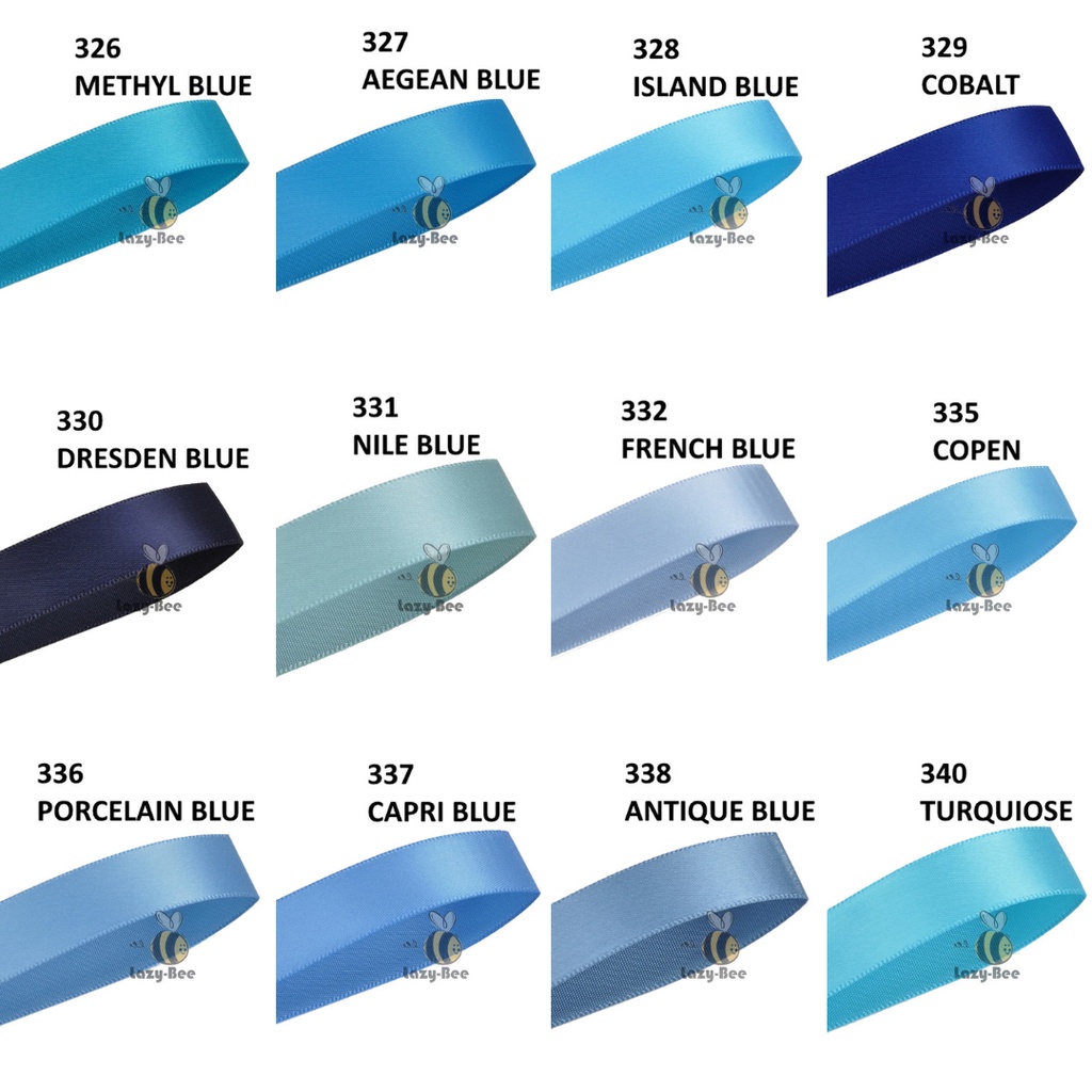 BLUE BIRU 2.5cm 3.8cm 5cm Premium Double Face Satin Ribbon Craft ...