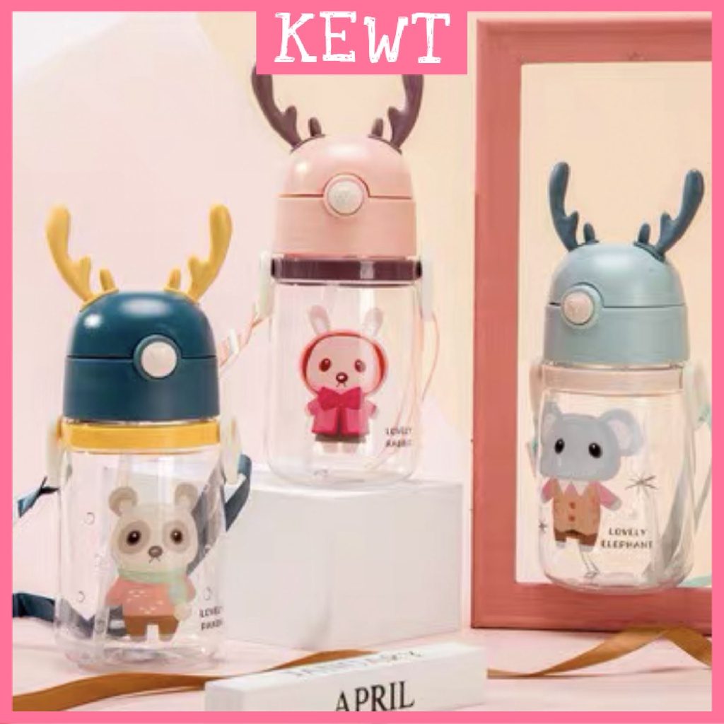 Kewt Cute Deer Kids Drinking Bottle Straw Adjustable Shoulder Strap ...