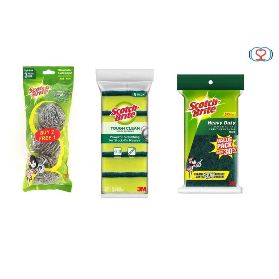 3M Scotch Brite Stainless Steel Metallic Durable Spiral Ball Heavy Duty ...