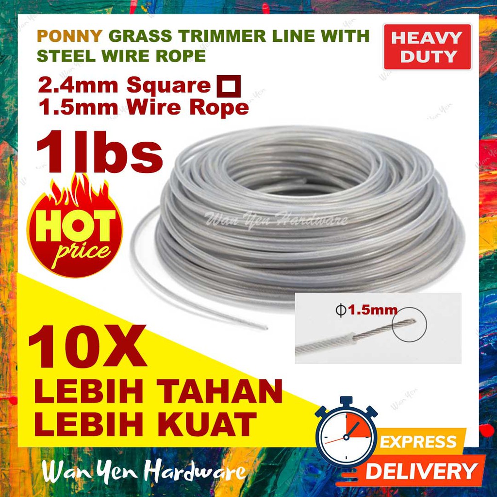 1lbs Brush Cutter Trimmer Line With Steel Wire / Tali Mesin Rumput ...